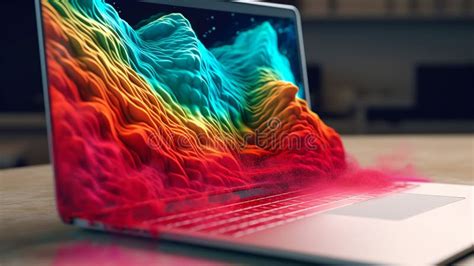 Data Analysis And Abstract Information Innovative Technology On Floating Out Of A Laptop