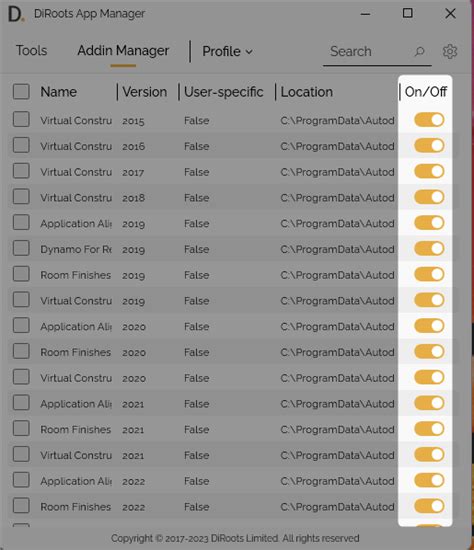Activer et désactiver de plugins dans REVIT avec Di ROOTS App Manager Aplicit