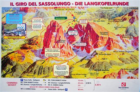 Colorful Topographic Map Of The Langkofel Dolomites Italy Editorial