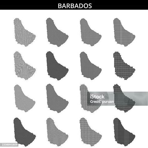 Detailed Dot Representation Of Barbados Highlighting Its Unique Geography And Shape Stock