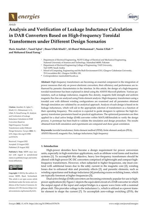 (PDF) Analysis and Verification of Leakage Inductance Calculation in DAB Converters Based on ...