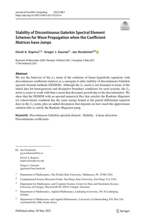PDF Stability Of Discontinuous Galerkin Spectral Element Schemes For Wave Propagation When The