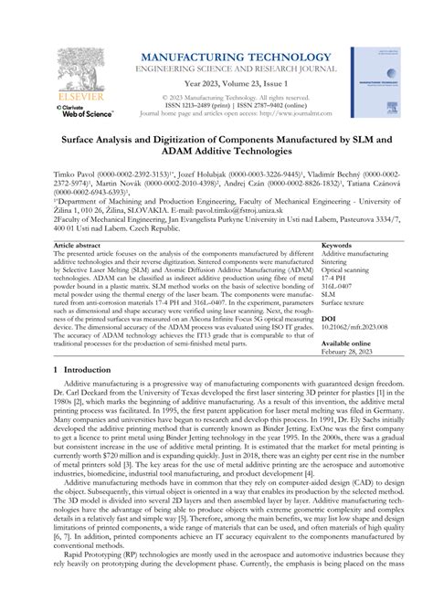 Pdf Surface Analysis And Digitization Of Components Manufactured By