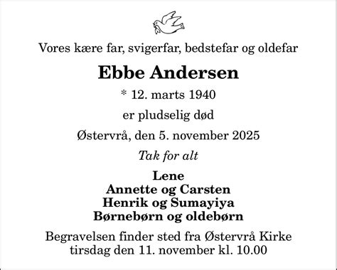 Dødsannonce For Ebbe Andersen Nordjyske Dk