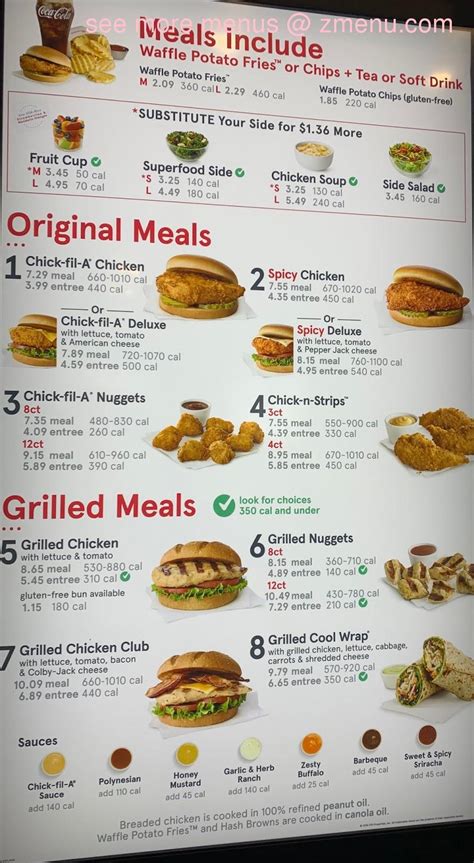 Menu At Chick Fil A Fast Food Simi Valley
