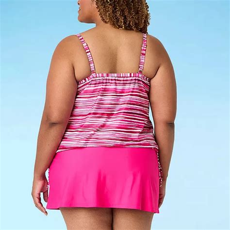Sonnet Shores Striped Tankini Swimsuit Top Plus Color Seashore Stripe Jcpenney