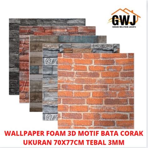 Jual Wallpaper 3d Motif Bata Corak 70x77cm Shopee Indonesia