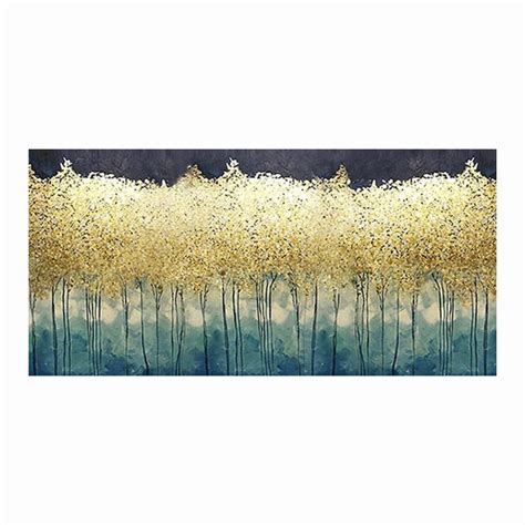Golden Forest Wall Art Abstract Landscape Canvas In Teal And Gold