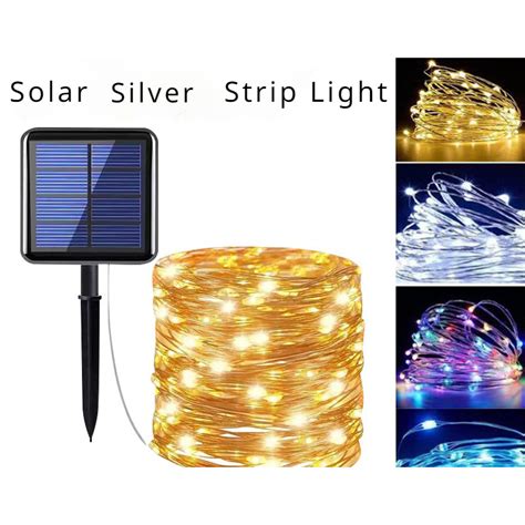 Led Solar Copper Wire String Light 8 Flashing Mode Colored Lights