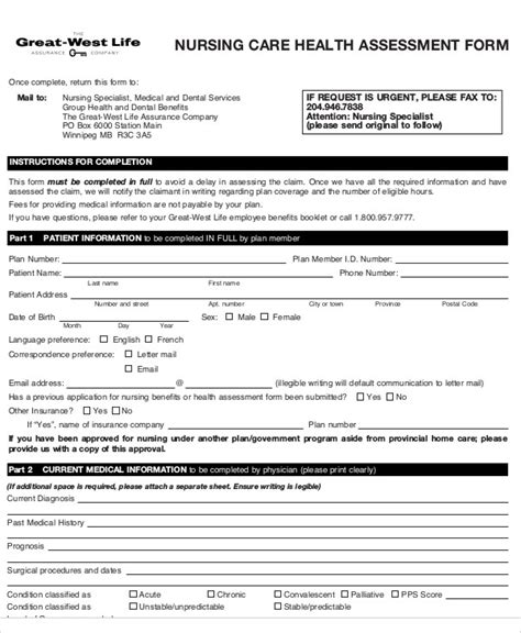 Free 10 Nursing Assessment Form Samples In Ms Word Pdf