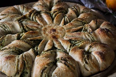 Savory Sourdough Tear And Share Star Bread Filled With Wintery