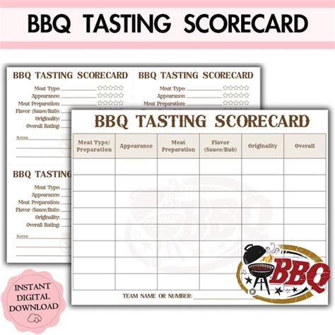 Printable Bbq Scorecard Etsy