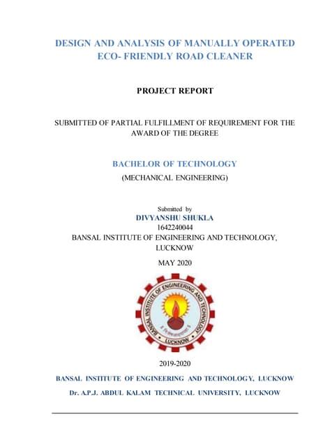 project report design and analysis of automatic manually operated eco