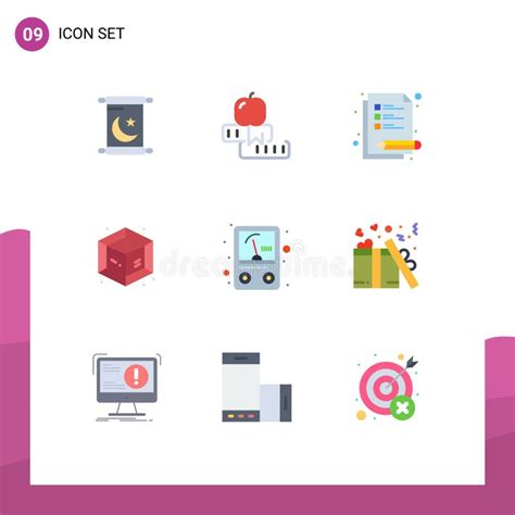 9 Creative Icons Modern Signs And Symbols Of T Meter Lecture Ampere Process Stock Vector