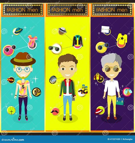 Flat Design Concept Icons For Men S Fashion Stock Vector Illustration