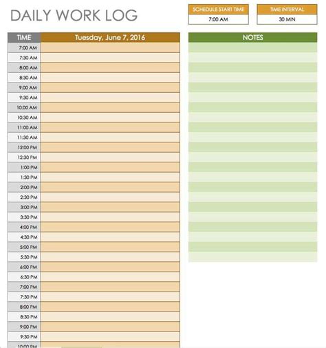 Daily Log Template Excel
