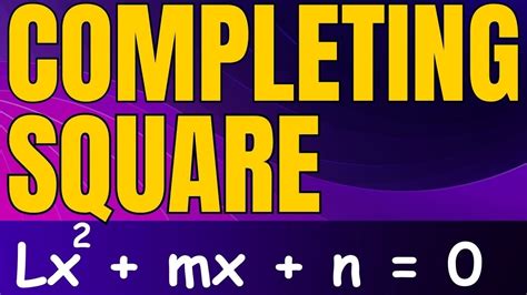 Completing The Square Method Class 10 Math Important Question Completing Square Youtube