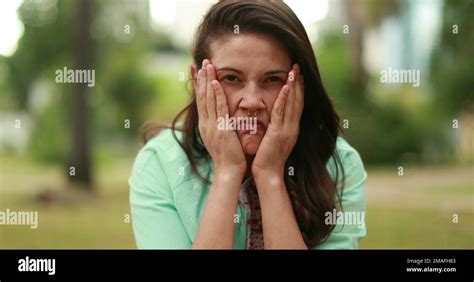 Angry Young Woman Screaming From The Top Of Her Lungs Feeling