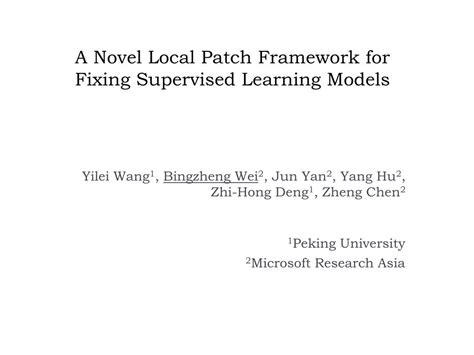 Ppt A Novel Local Patch Framework For Fixing Supervised Learning