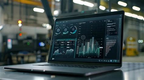 laptop displaying data analytics in industrial setting stock footage video of computer
