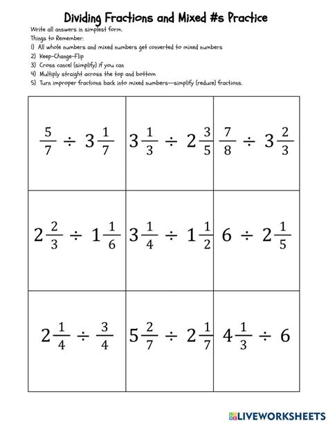 Dividing Fracti Free Interactive Worksheets 5131201