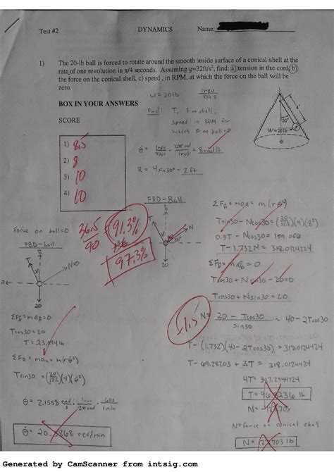 Solved Questions On Dynamics Exam 2 Egn 3321 Exams Dynamics Docsity