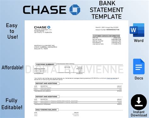 Chase Bank Statement Sample