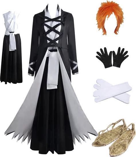 Amazon Com Rzcosyzh Us Size Anime Cosplay Costume Mens Black Kimono Suit Xx Large Clothing