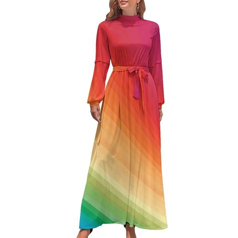 Texture Dress Lgbt Pride Flag Sexy Design Maxi Dress High Waist Long
