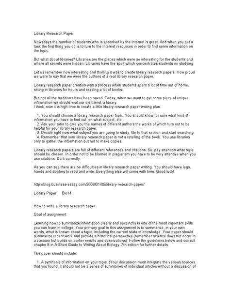 How To Write Library Research Paper Pdf Citation Libraries