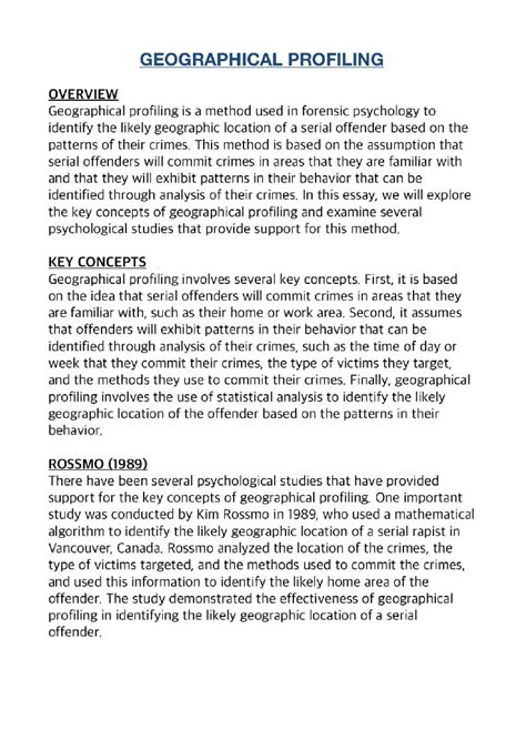 Notes Geographical Profiling 8675 Studocu