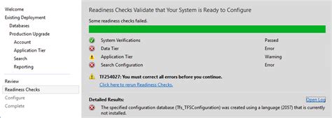 tfs the specified configuration database tfs configuration was
