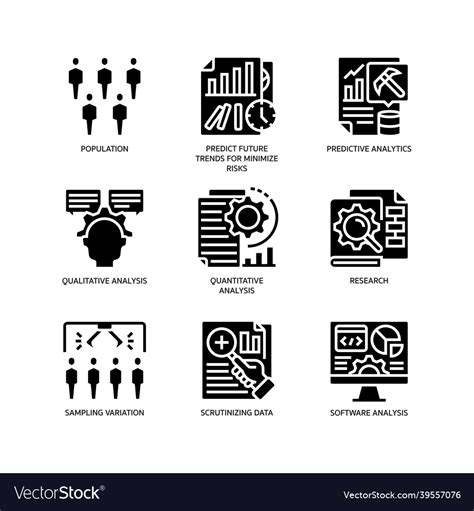 Statistical Analysis Icons Set Royalty Free Vector Image