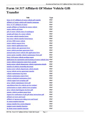 Form 14 317 Affidavit Of Motor Vehicle T Transfer Blank Fillable