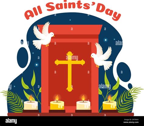 All Saints Day Vector Illustration On 1st November With For The All