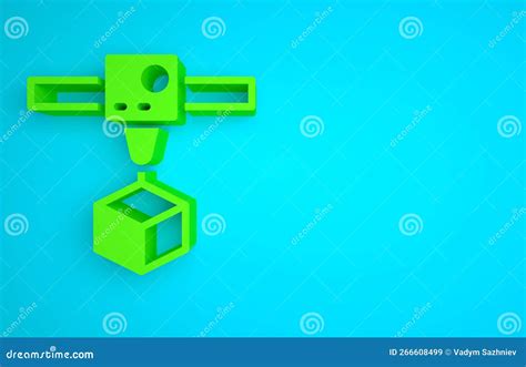 Green 3d Printer Cube Icon Isolated On Blue Background 3d Printing