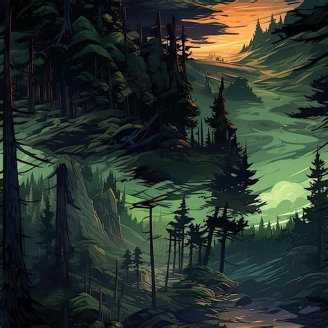 Premium Ai Image Illustrations Of Forest Terrain With Intense