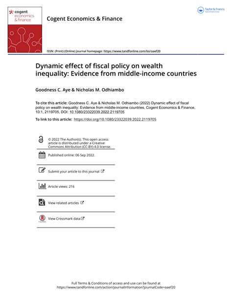 Pdf Dynamic Effect Of Fiscal Policy On Wealth Inequality Evidence From Middle Income Countries