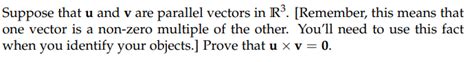 Solved Suppose That U And V Are Parallel Vectors In R Chegg
