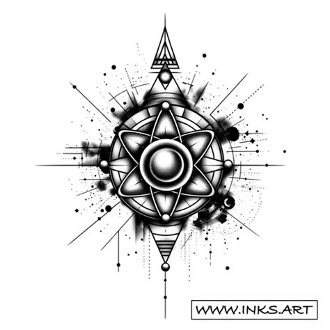Tattoo Design Atom Electrons Equations Geometry Style Black And Grey