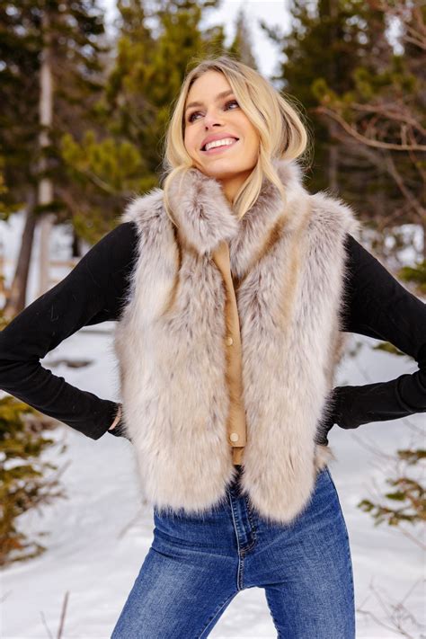 Blonde Fox Faux Fur Foxy Crop Vest In 2024 Women Faux Fur Vest Fur