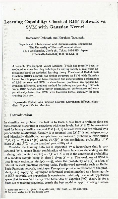 Pdf Learning Capability Classical Rbf Network Vs Svm With Gaussian