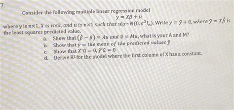 Solved Consider the following multiple linear regression | Chegg.com