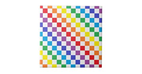 Checkered Rainbow Ceramic Tile Zazzle