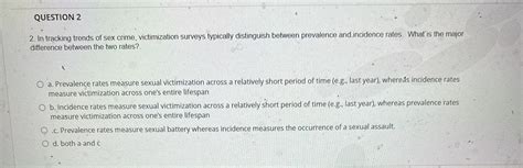 Solved 2 In Tracking Trends Of Sex Crime Victimization