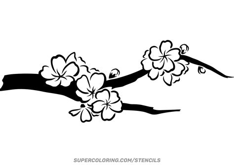 Stencil Of Cherry Blossom Branch Free Printable Papercraft Templates