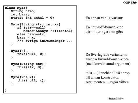 Ppt Oop Objekt Orienterad Programmering Föreläsning 5 Klasser Och