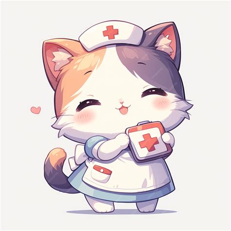 Premium Vector A Cute Cat Nurse Cartoon Style