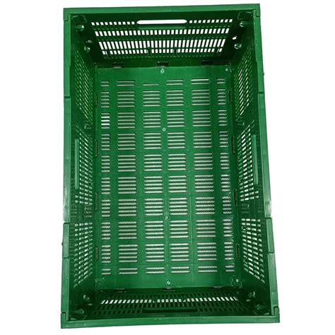 Green Collapsible Storage Crates Plastic Storage Container Foldable Ba