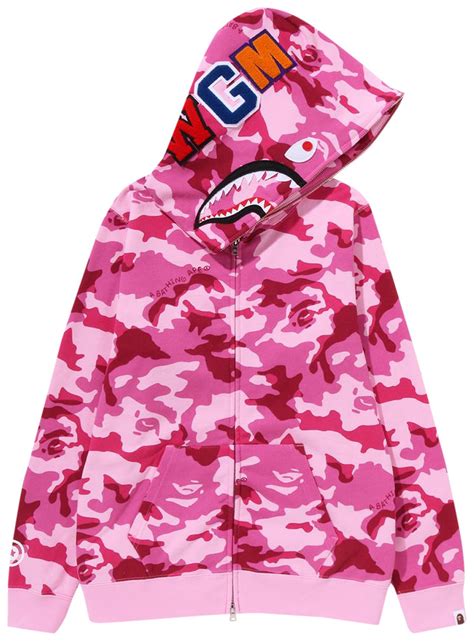 Buy Bape Woodland Camo Shark Full Zip Hoodie Pink 1j30 215 006 Pink